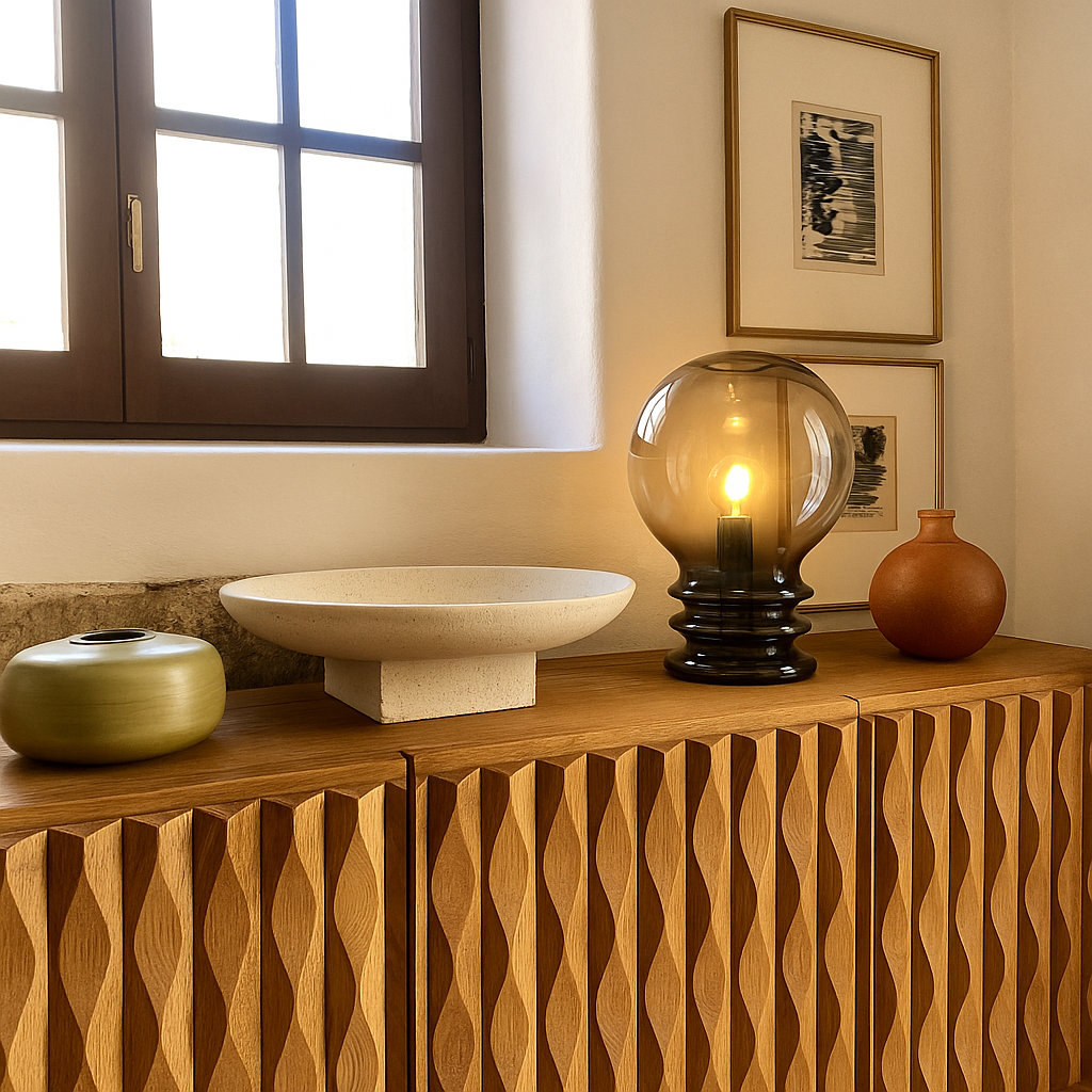 Sculptural "Bulb Moon" Glass Table Lamp for Glashütte Limburg, Germany ...